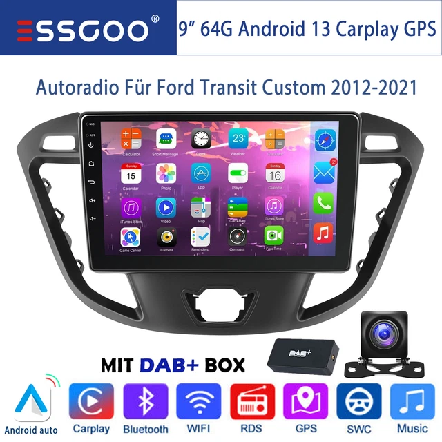 DAB+ 64G ANDROID 13 Carplay autoradio GPS RDS + CAM pour Ford Transit Custom 12-21 EUR 146,21 ...