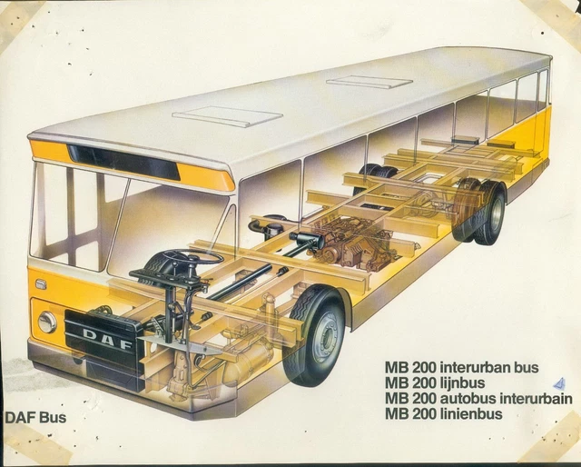 DAF BUS MB 200 prospetto bus interurbano 1 fl. 1975 Omnibus brochure ...