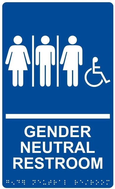COMPLIANCESIGNS.COM GENDER NEUTRAL Restroom Sign, ADA-Compliant Braille ...
