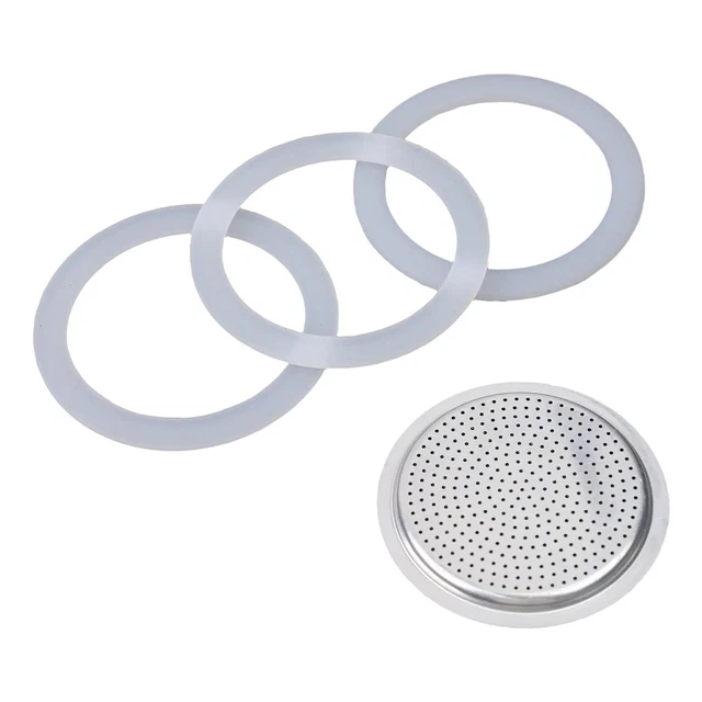 MOKA POT REPAIR Kit Includes Three Silicone Gaskets One Metal Brewing ...