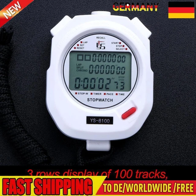 DIGITAL STOPWATCH, CHRONOGRAPH, Sports Timer, Stopwatch (White/100 ...