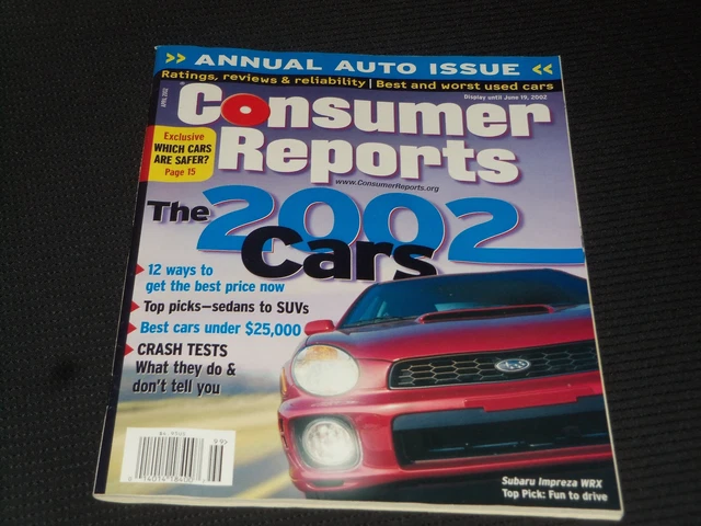 2002 APRIL CONSUMER Reports Magazine - The 2002 Cars Cover - O 15122 ...
