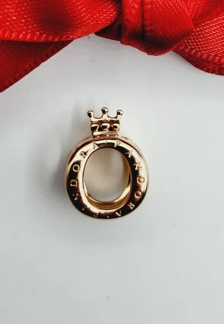 GENUINE PANDORA ROSE Gold Plated Crown Signature O Logo Charm #787401 ...