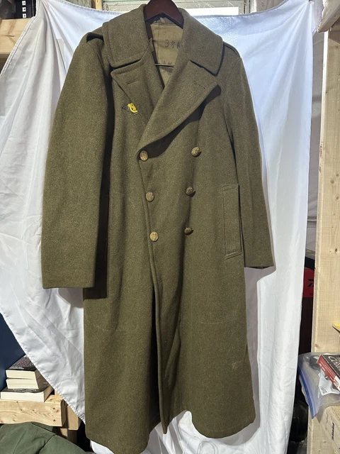 WW2 US ARMY Wool Military Overcoat Trench Coat Vintage Authentic Size ...