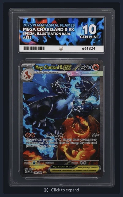 MEGA CHARIZARD X EX 125/094 SIR English ACE 10 Gem Mint (Perfect ...