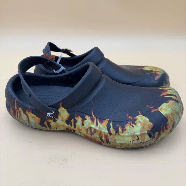 CROCS BISTRO GRAPHIC Flames On Fire Black Clog Mens Size 14 $44.97 ...