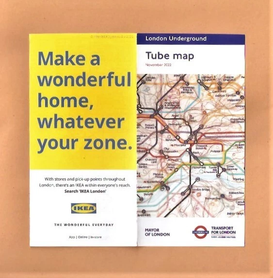 LONDON UNDERGROUND TUBE Map - November 2022 - Ikea Sponsored, Elizabeth ...