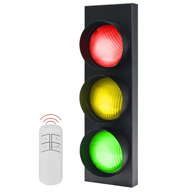 TRAFFIC LIGHT LAMP Decoration On Wall LED Traffic Light Decor w/ Remote ...