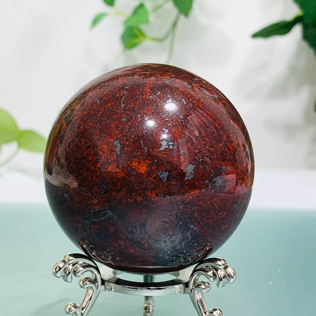 375G NATURAL RED Chicken Blood Stone Quartz Sphere Crystal Ball Healing ...