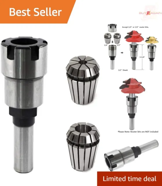ROUTER COLLET EXTENSION Chuck Converter Adapter - 1/2" Shank, 2-1/4 ...
