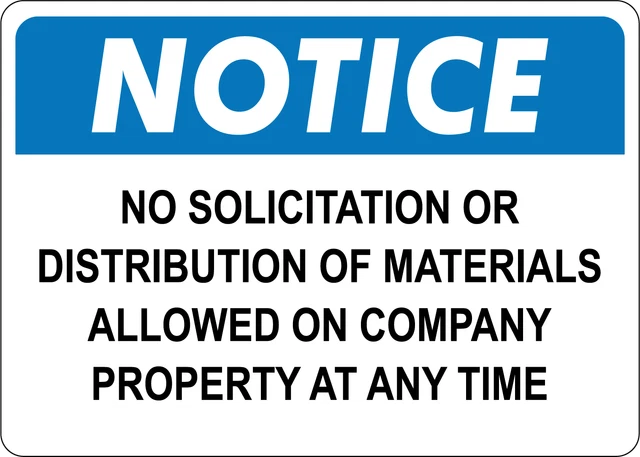 OSHA NOTICE: NO SOLICITATION OR DISTRIBUTION MATERIAL| Laminated Vinyl ...