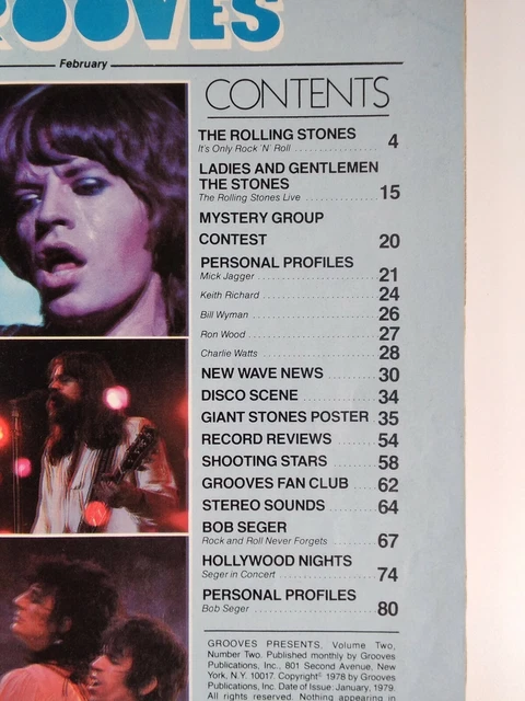 ROLLING STONES GROOVES 1978 Bob Seger New Wave Brooke Shields Ramones ...