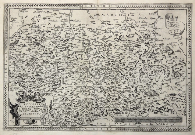SASSONIA TURINGIA LAUSITZ Originale Incisione Cartina Geografica ...