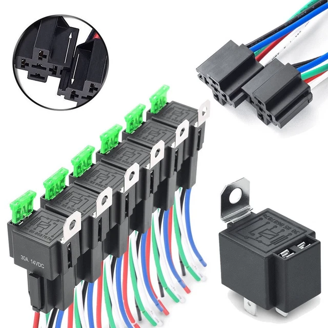 PREMIUM 12V DC Automotive Relay Set 30A Fuse Harness for Speakers and ...