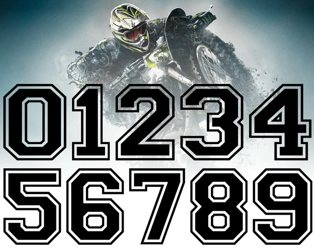 10 RACE NUMBER Decals, Custom Race Numbers, Rally Motocross Numbers ...