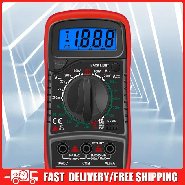 PORTABLE DIGITAL MULTIMETER LCD Backlight Display AC/DC Voltage Test ...