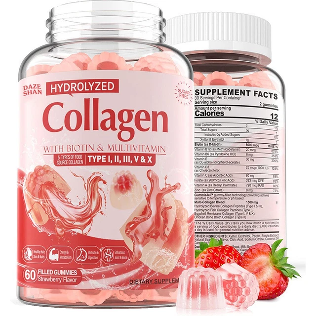 HYDROLYZED COLLAGEN PEPTIDES Gummies - Skin Elasticity & Joint Support ...
