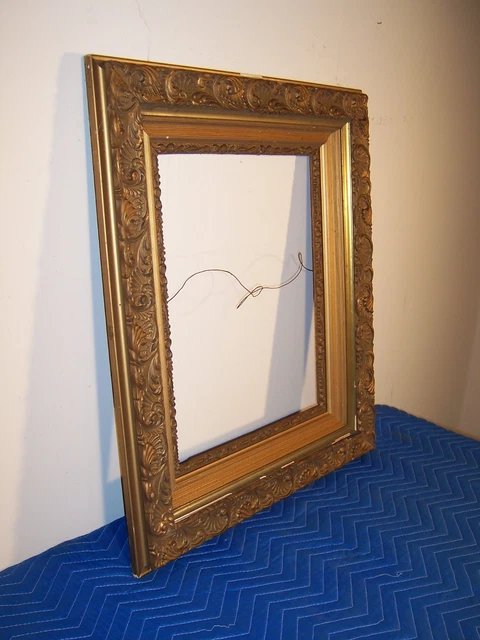 LARGE ANTIQUE ORIGINAL Wood & Gesso Gold Gilt Picture Frame Fits 16x20 ...
