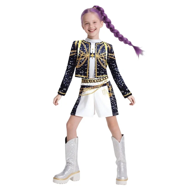 KIDS KPOP DEMON Hunters Costume Rumi Zoey Cosplay Fancy Dress Wigs ...