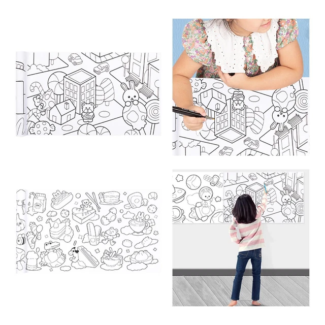 ROULEAU DE PAPIER à dessin Poster à colorier collant Art bricolage ...