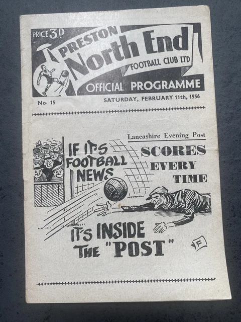 PRESTON NORTH END V Huddersfield Town 1956 Football Programme £1.99 ...