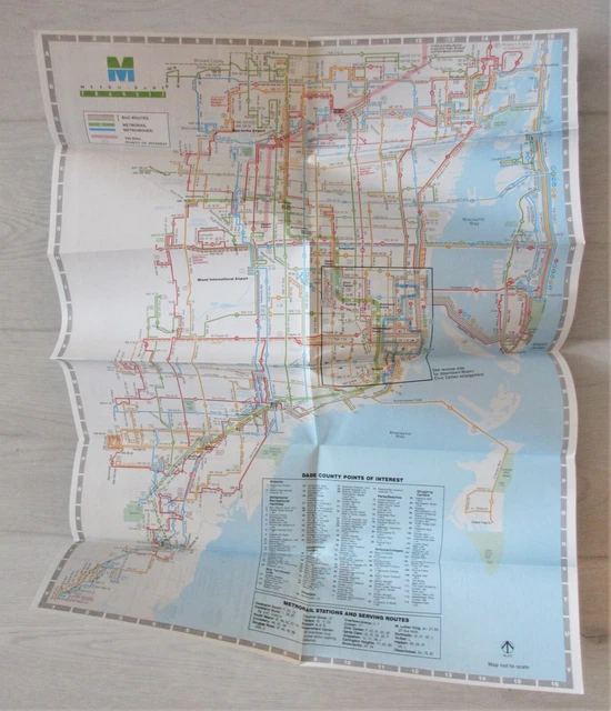 VINTAGE DADE COUNTY Transit Map Metrorail Bus Map Miami Florida £14.83 ...