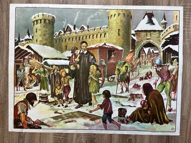 ANCIENNE AFFICHE D'ECOLE ED. MDI 91 x 68 cm RECTO VERSO (pl 9 et 10 ...