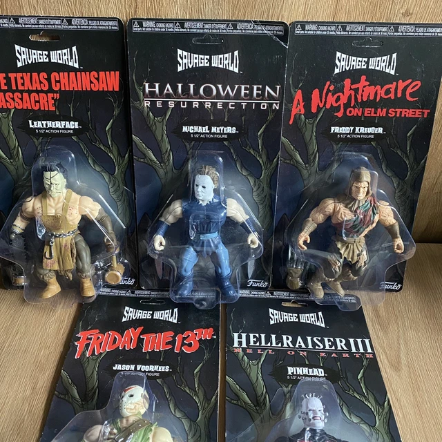 FULL WAVE 5 x Savage World Horror Figures Myers Pinhead Leatherface ...