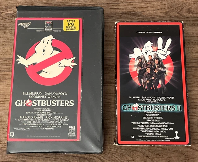 GHOSTBUSTERS VHS FIRST Release Raised Logo Cut Box W/ Ghostbusters 2 ...