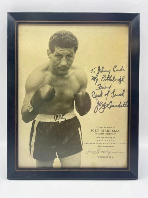 AUTOGRAFATO PESO MEDIO Boxer Joey Giardello 8x10 Foto Boxe New York ...