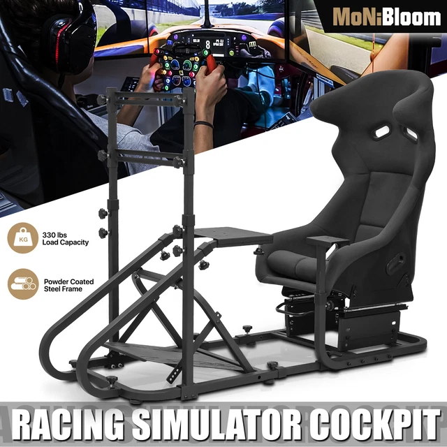 RACING SIMULATOR COCKPIT Gaming Seat Fit Logitech Thrustmaster w/TV ...