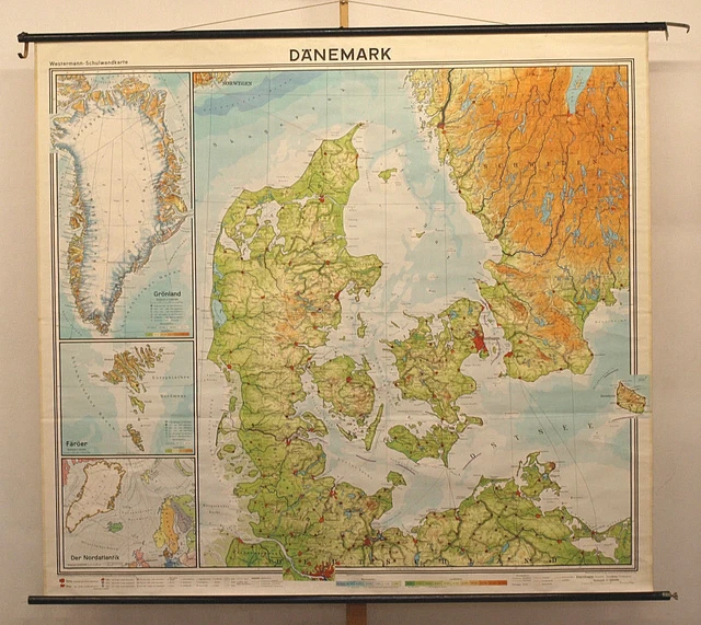 SCHOOL WALL MAP school wall map Denmark DK Denmark Denmark 210x191 cm ...