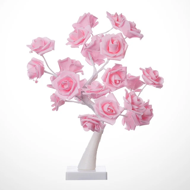 LED SIMULATION ROSE Tree Lamp Romantic Flower Table Light Bedside Night ...