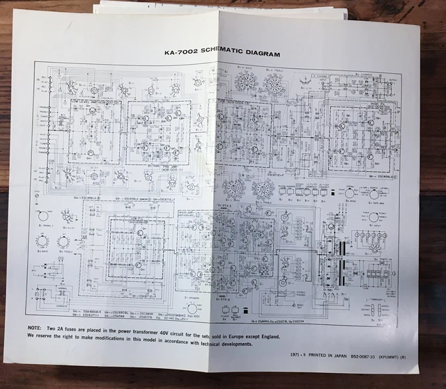 KENWOOD KA-7002 AMPLIFIER Large Fold Out Schematic Sheet *Original* £12 ...