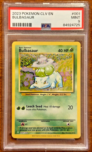 PSA 9 NEUWERTIG Bulbasaur 001/034 CLV Classic Box Holo seltene Pokémon ...