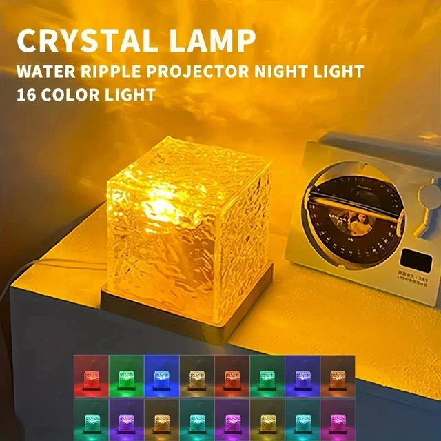 CUBE NORTHERN LIGHTS Water Wave Night Light W/Remote Led Atmosphere ...