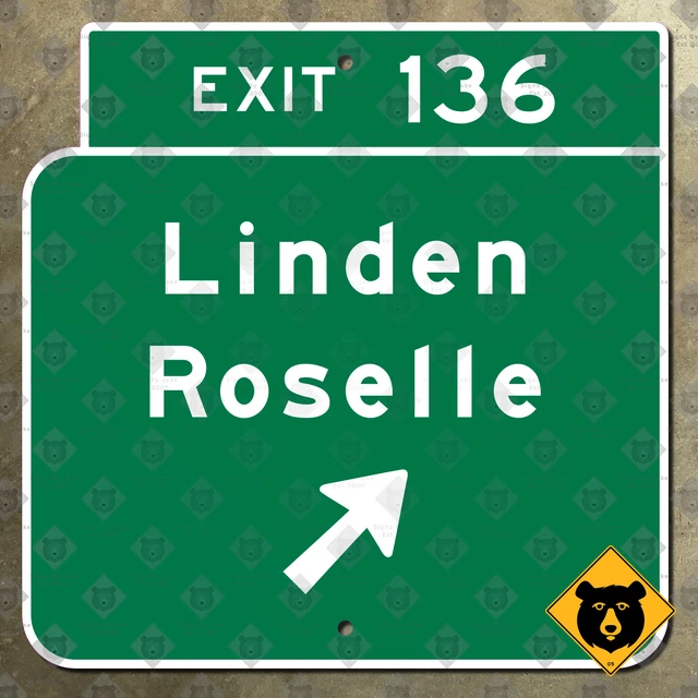 NEW JERSEY PARKWAY exit 136 Linden Roselle state highway road sign ...