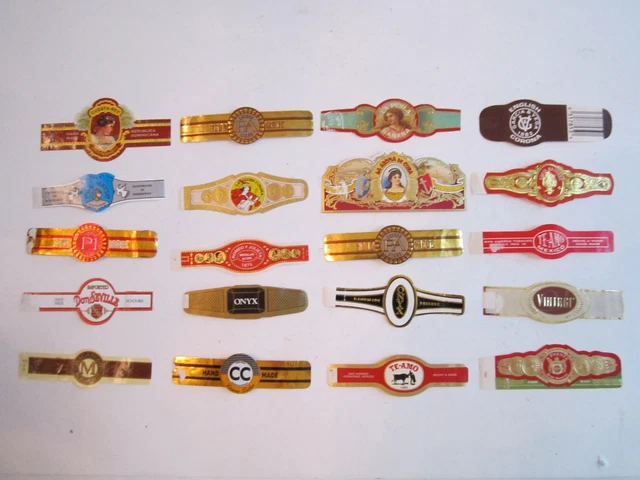 20 VINTAGE CIGAR BAND LABELS - NO DUPLICATES - VERY NICE - OFC1-1h £46. ...