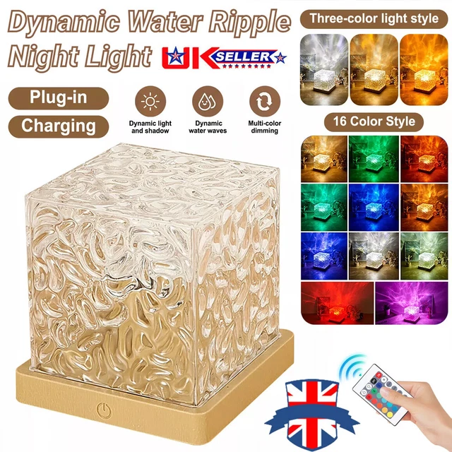 NORTHERN LIGHTS CUBE,16 Colors Dynamic Water Wave Night Light with ...