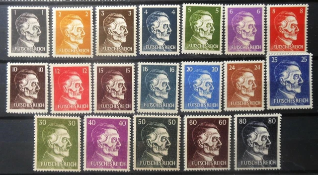 GERMANY - FUTSCHES Reich Hitler Skull Parody 1944 Wwii Complete Set Mnh ...