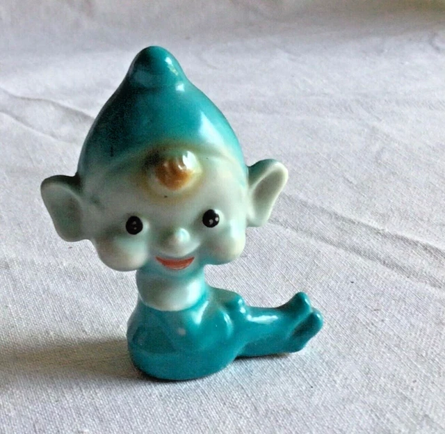 VINTAGE 1959’S/60’S CERAMIC Blue Pixie Elf Sitting Figurine Made In ...