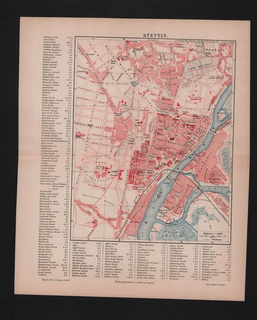 MAPPA CITY MAP 1889: mappa STETTIN. Polonia EUR 19,99 - PicClick IT