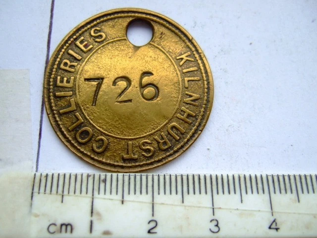 RARE MINERS RARE Pre 1947 Round KILNHURST Colliery Rotherham pit check ...