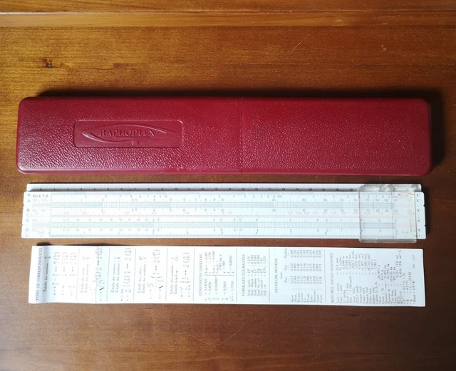 ANCIENNE RÈGLE À Calcul GRAPHOPLEX Réf 620 d avec son Étui Règle à ...