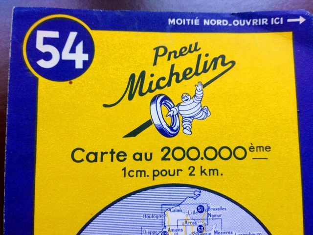 ANCIENNE CARTE MICHELIN 54 France vintage - CHERBOURG ROUEN - (1954) 1/ ...