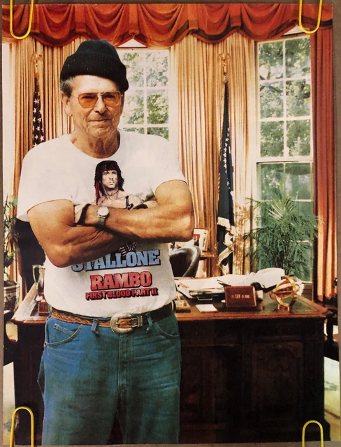 VINTAGE 1980S SYLVESTER Stallone Rambo First Blood Poster Print Black ...