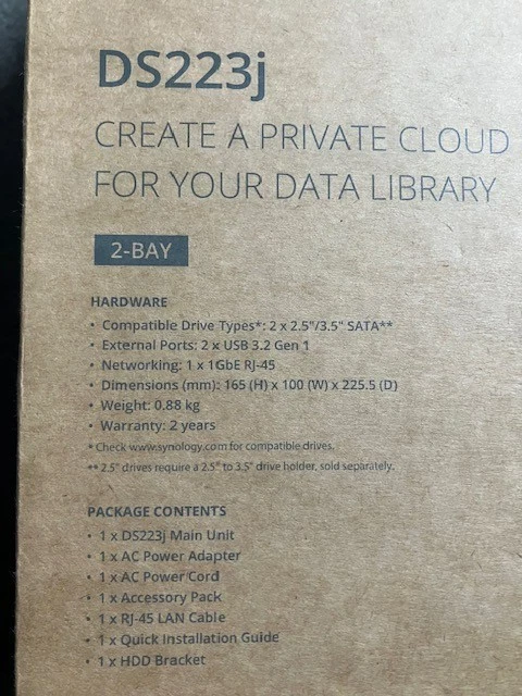 SYNOLOGY DISKSTATION DS223J 2 Bay £83.90 - PicClick UK