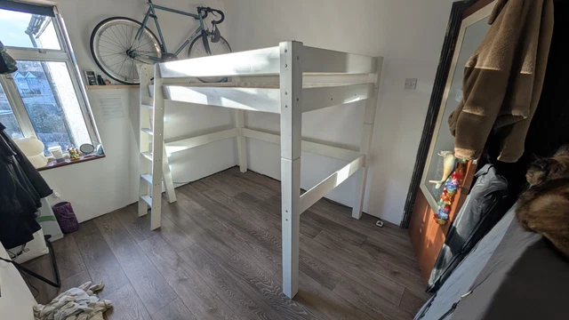 SMALL DOUBLE WOOD Loft Bed with Ladder £219.10 - PicClick UK