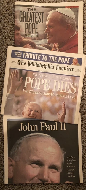 POPE JOHN PAUL II Memorial Philadelphia Newspaper Keepsake Sections ...
