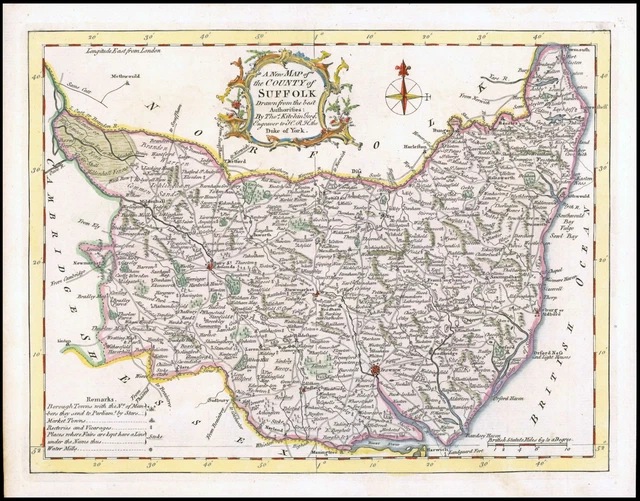 1764 ANTIQUE MAP of SUFFOLK by Thomas Kitchin (KCM9) £49.50 - PicClick UK